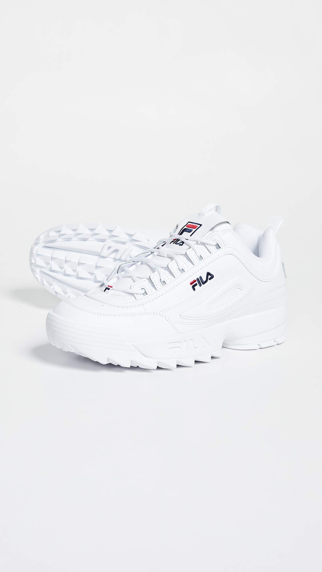 Fila Men's Disruptor II Premium Shoes, White/Fila Navy/Fila Red - 11.5