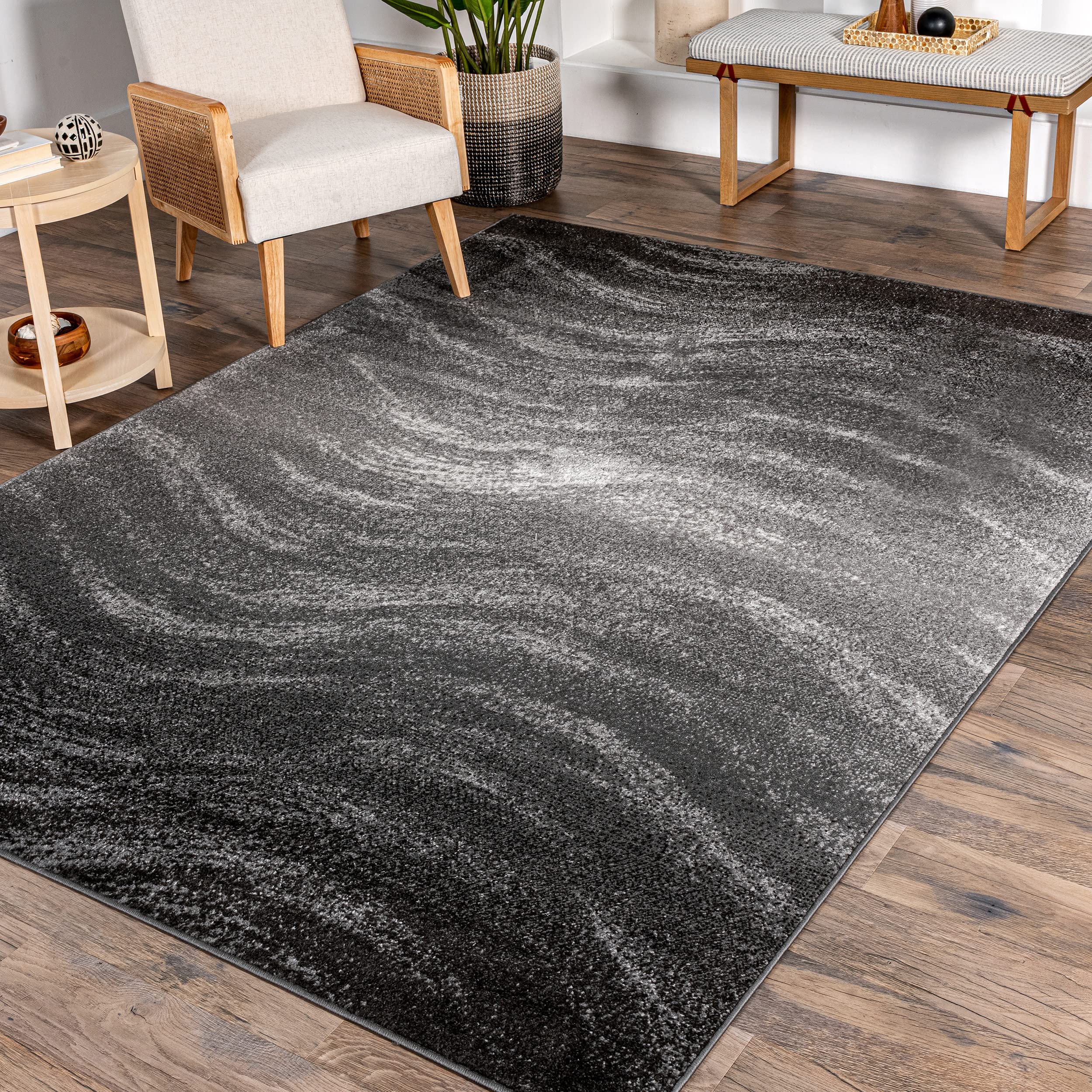 nuLOOM 2' x 12' Performance Indoor Area Rug, Non-Shed, Power Loomed High-Traffic Area Rug for Living Room, Bedroom, Home, Julene Charcoal