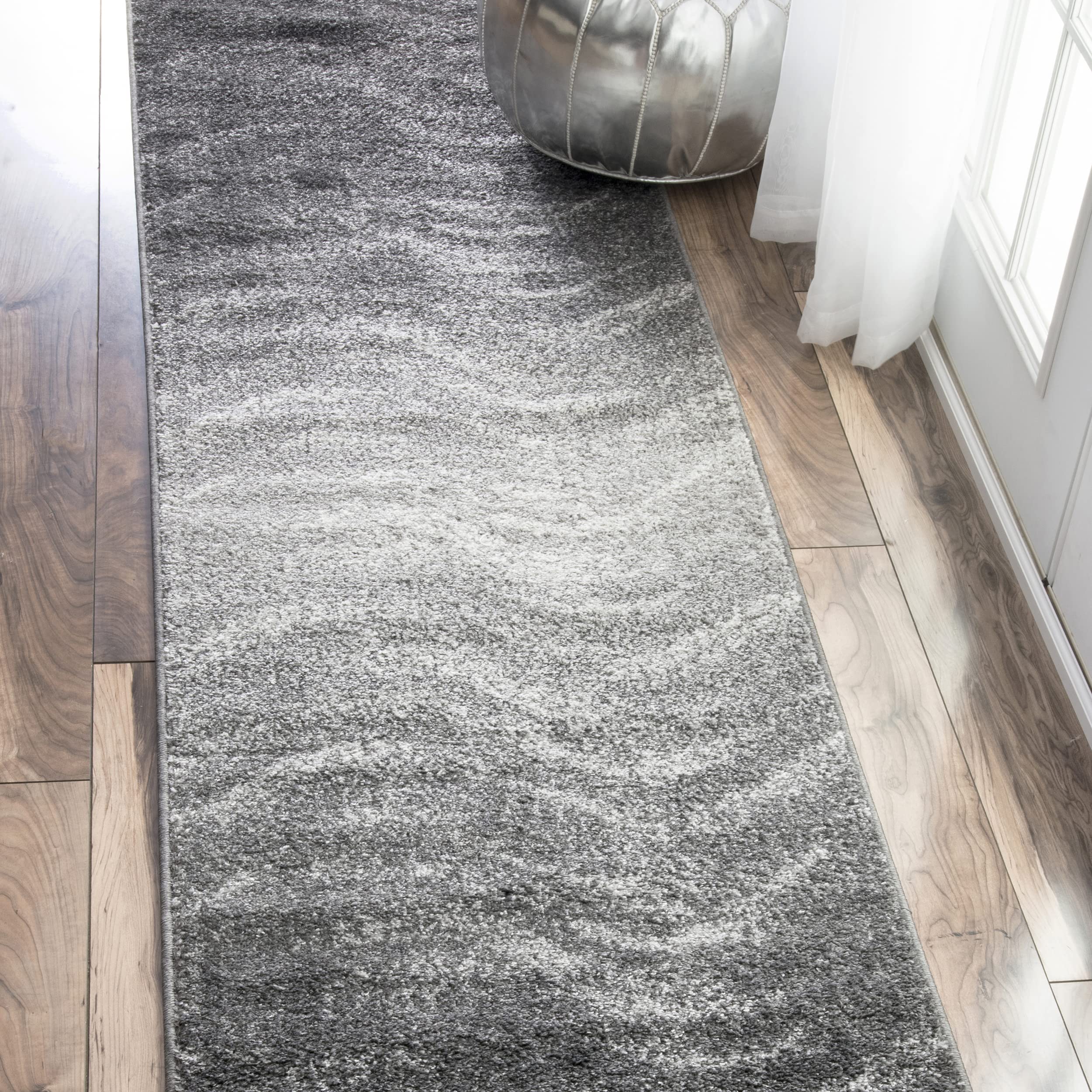 nuLOOM 2' x 12' Performance Indoor Area Rug, Non-Shed, Power Loomed High-Traffic Area Rug for Living Room, Bedroom, Home, Julene Charcoal
