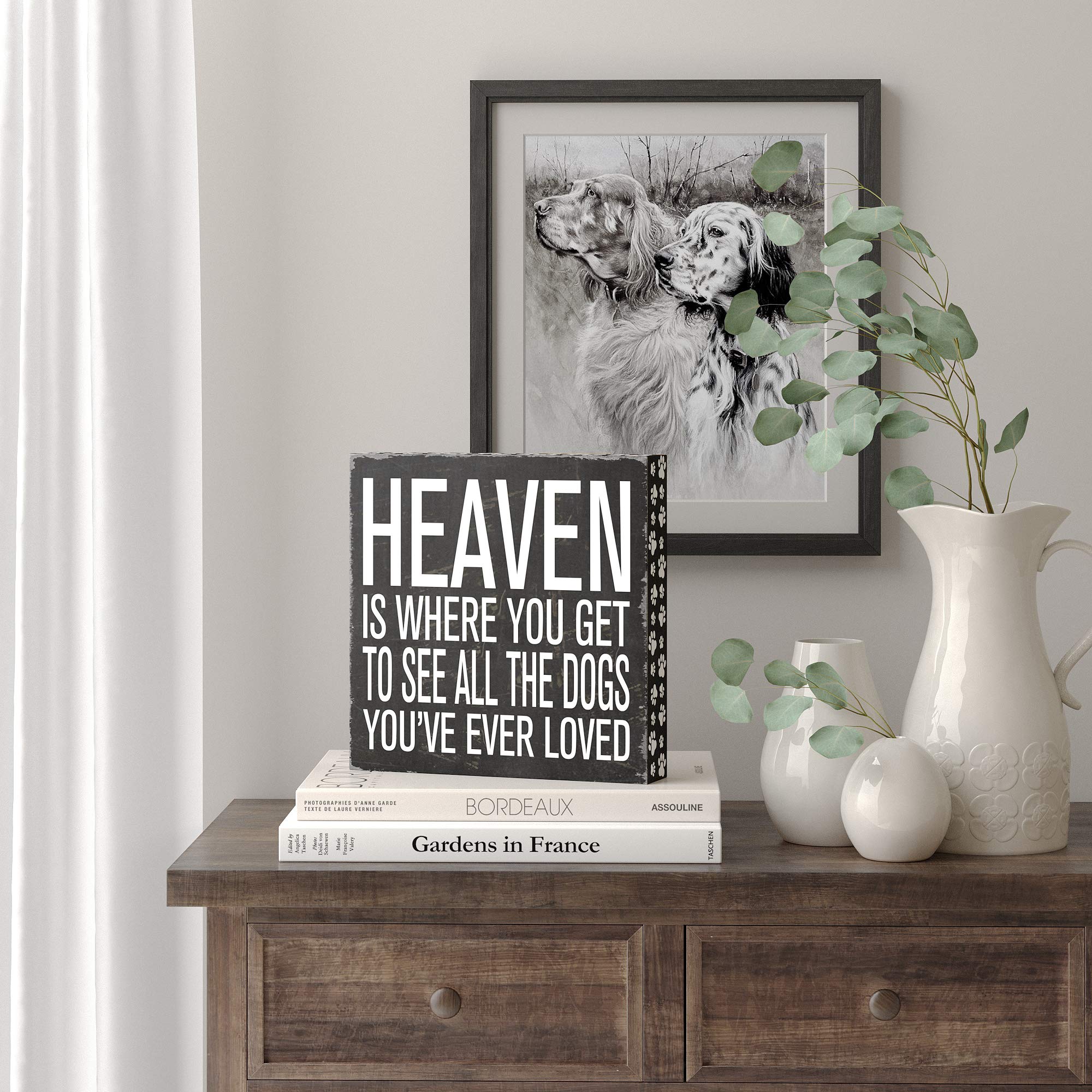 Barnyard Designs Wooden Box Sign Motivational Desk Decor, Primitive Decor Office Desk Decorations for Women Office or Bathroom Shelf Inspirational, Spiritual (Heaven is Where)