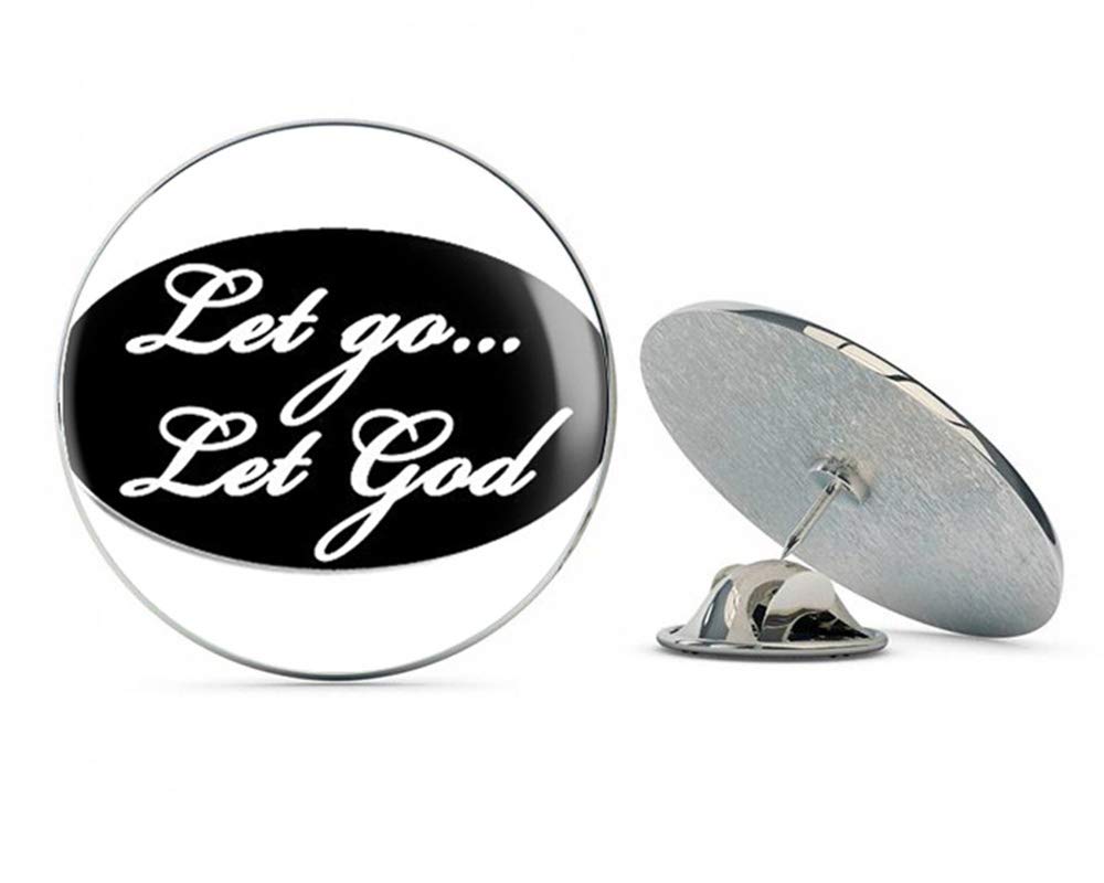 NYC Jewelers Black Oval Let Go Let God (ic Christian Jesus) Metal 0.75" Lapel Hat Pin Tie Tack Pinback