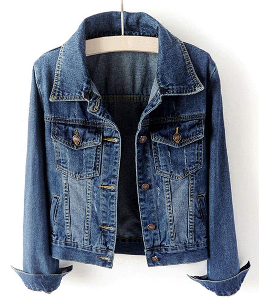 LifeShe Women's Casual Detachable Hoodie Denim Jacket