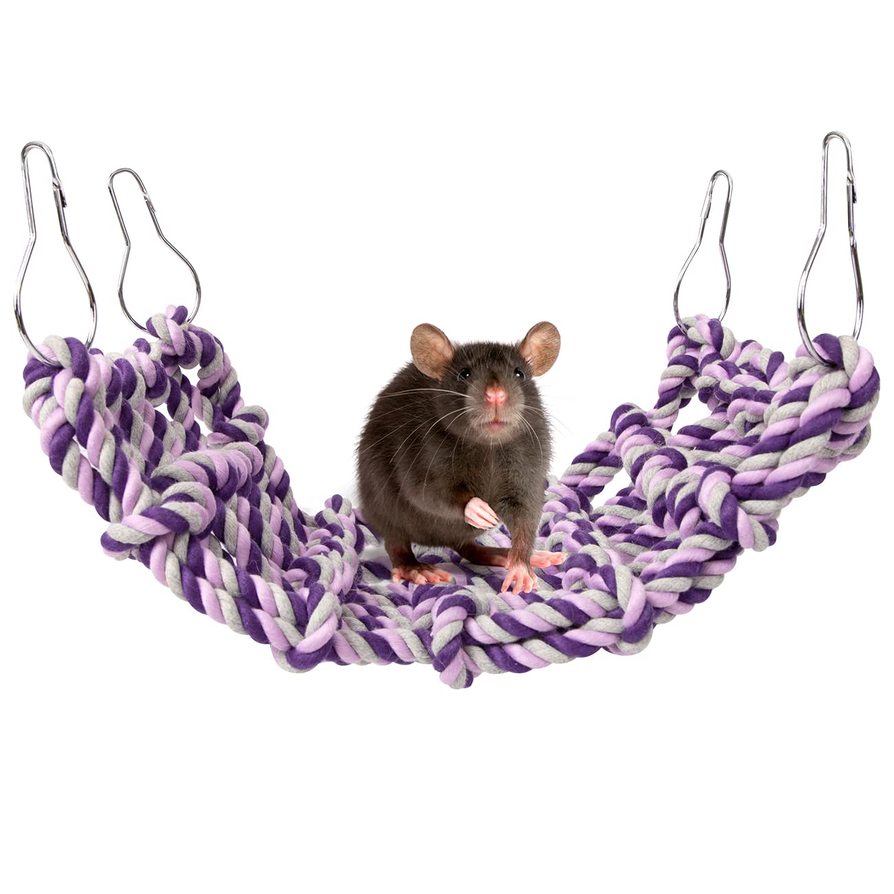 Niteangel Small Animal Activity Toy, Rat and Ferret Cotton Rope Nets (Purple)