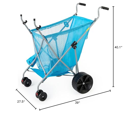 Seina All-Terrain Beach Cart Wheeler with Big Wheels for Sand | All Terrain Cart, Wide Wheels, Cart for Beach, Sand Cart, Beach Trolley, Collapsable, Compact, | Blue