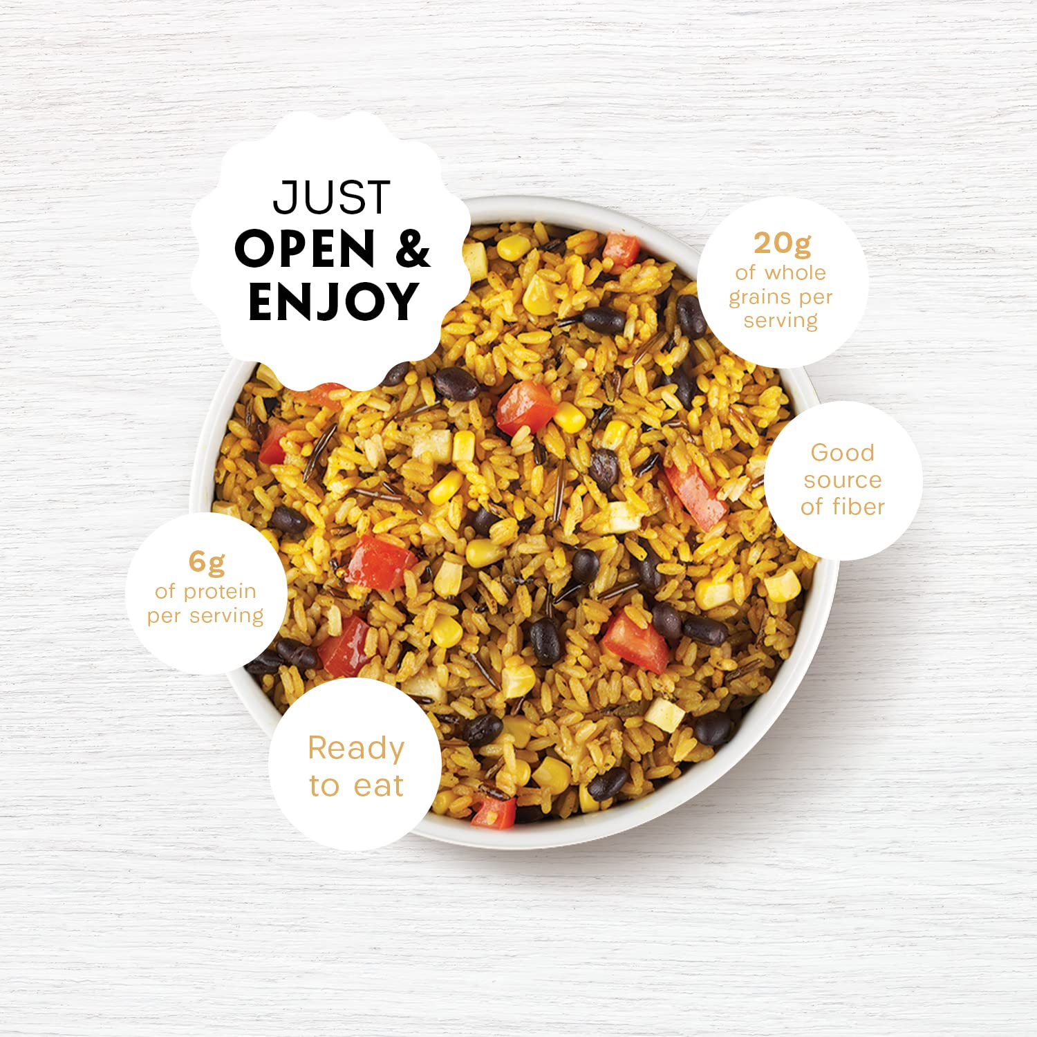 Reese Wild Rice Harvest Bowl | Black Beans, Tomatoes, Corn | High in Fiber & Protein (Pack of 8)