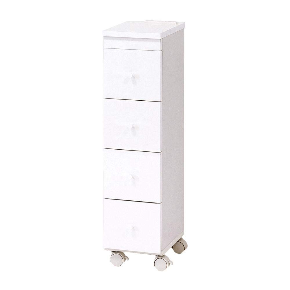 クロシオ(Kuroshio) Crocio Slim Wagon, Laundry Storage, White, with Casters, Width 7.9 inches (20 cm)