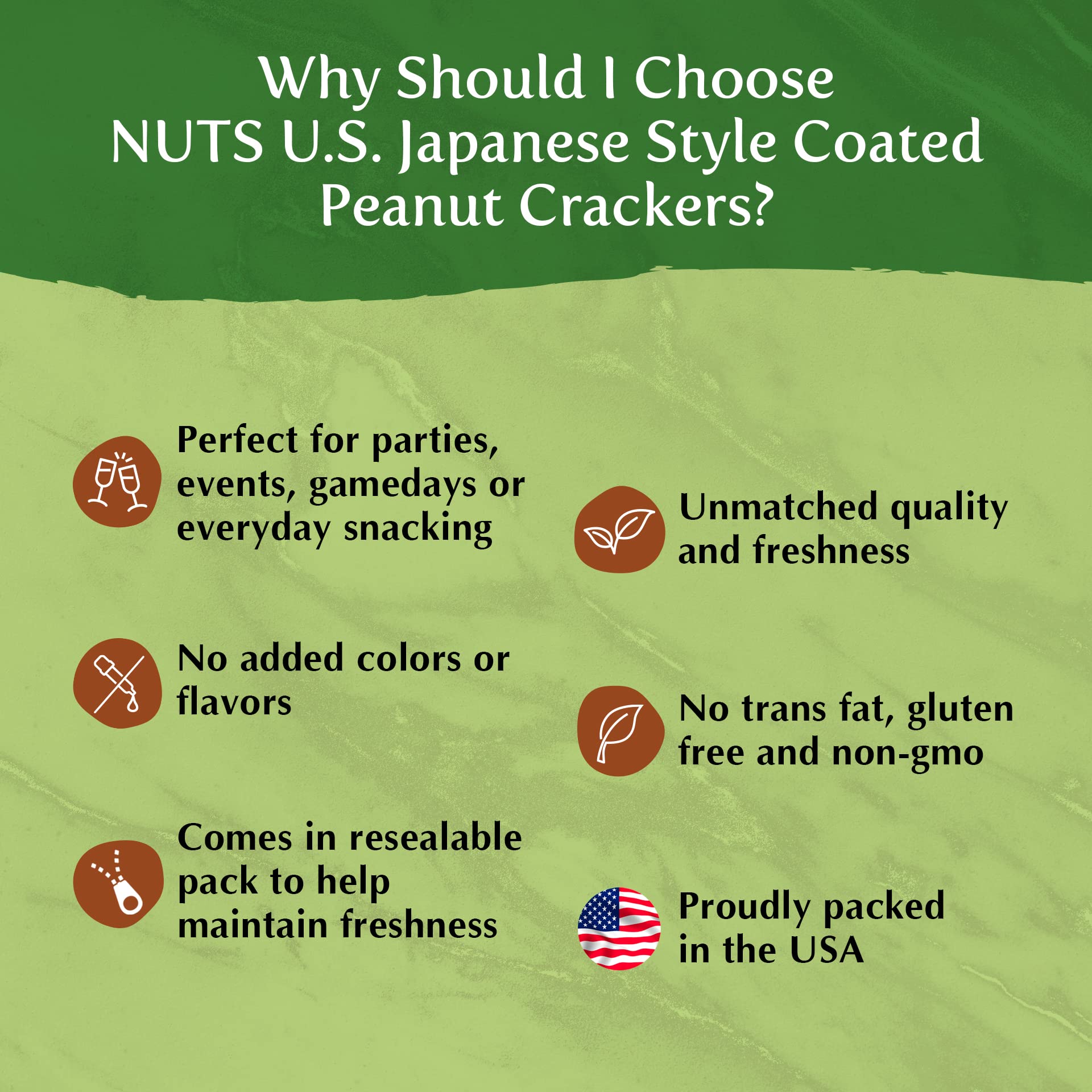 NUTS U.S. - Japanese Coated Peanut Crackers | Japan Mix | No Trans Fat and Non-GMO | Natural Snacks | Packed in a Resealable Bag!!! (Japan Mix, 2 LBS)