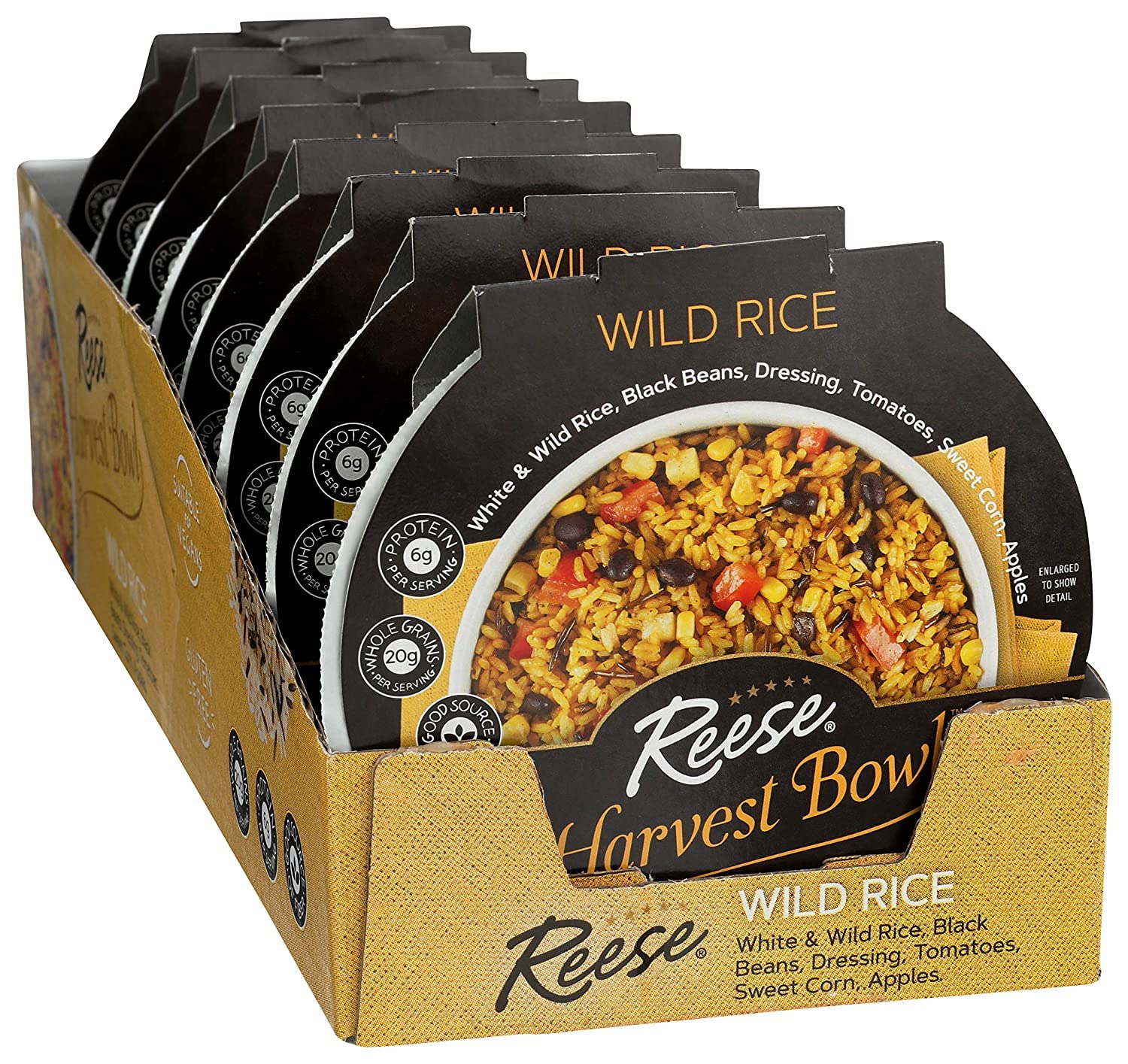 Reese Wild Rice Harvest Bowl | Black Beans, Tomatoes, Corn | High in Fiber & Protein (Pack of 8)