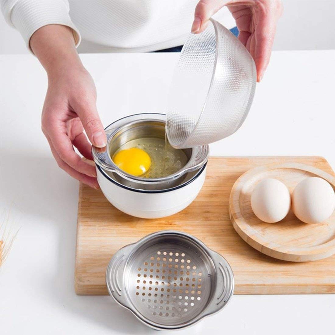 Stainless Steel Food Can Strainer Sieve Tuna Press Lid Oil Drainer Remover, Unique No-Mess Dishwasher Safe Design