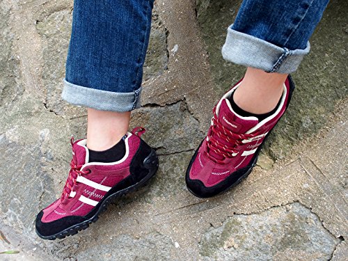 Knixmax Women's Hiking Shoes Lightweight Non-Slip Climbing Trekking Sneakers for Woman Camping Backpacking Shoe Wine Red Size 8 US/EU 39