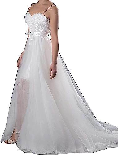 Women Wedding Maxi Tulle Skirts Detachable Train Overskirt Overlay Long Bridal Floor Length Ivory