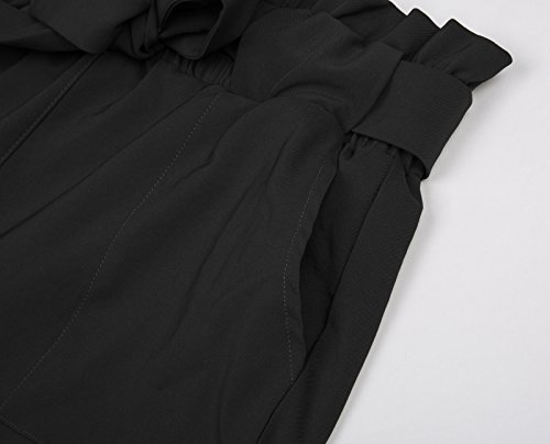 GRACE KARIN Women's High Waist Elastic Belted Casual Loose Long Pants with Pocket Black XXL