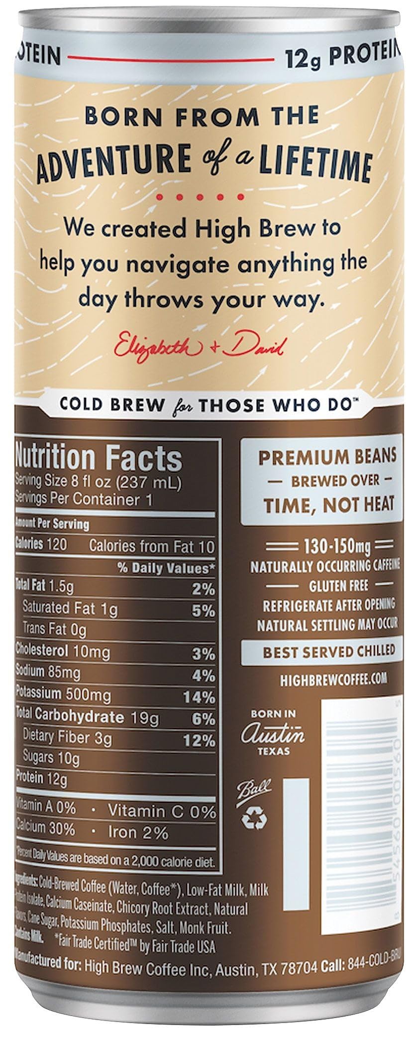 High Brew Coffee, Cold Brew Coffee, Creamy Cappucino, Plus 12g Protein, 8 Fl Oz, Ready-To-Drink (Pack of 12)