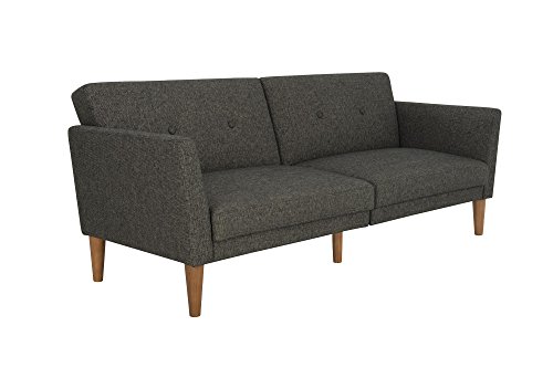 Novogratz Regal Futon with Tufted Linen Upholstery, Grey