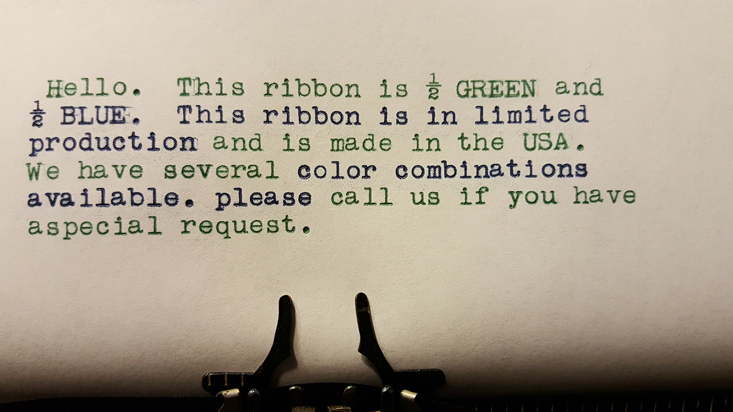Universal Typewriter Ribbons - Custom Color Twin Spool Typewriter Ribbons (Green and Blue)