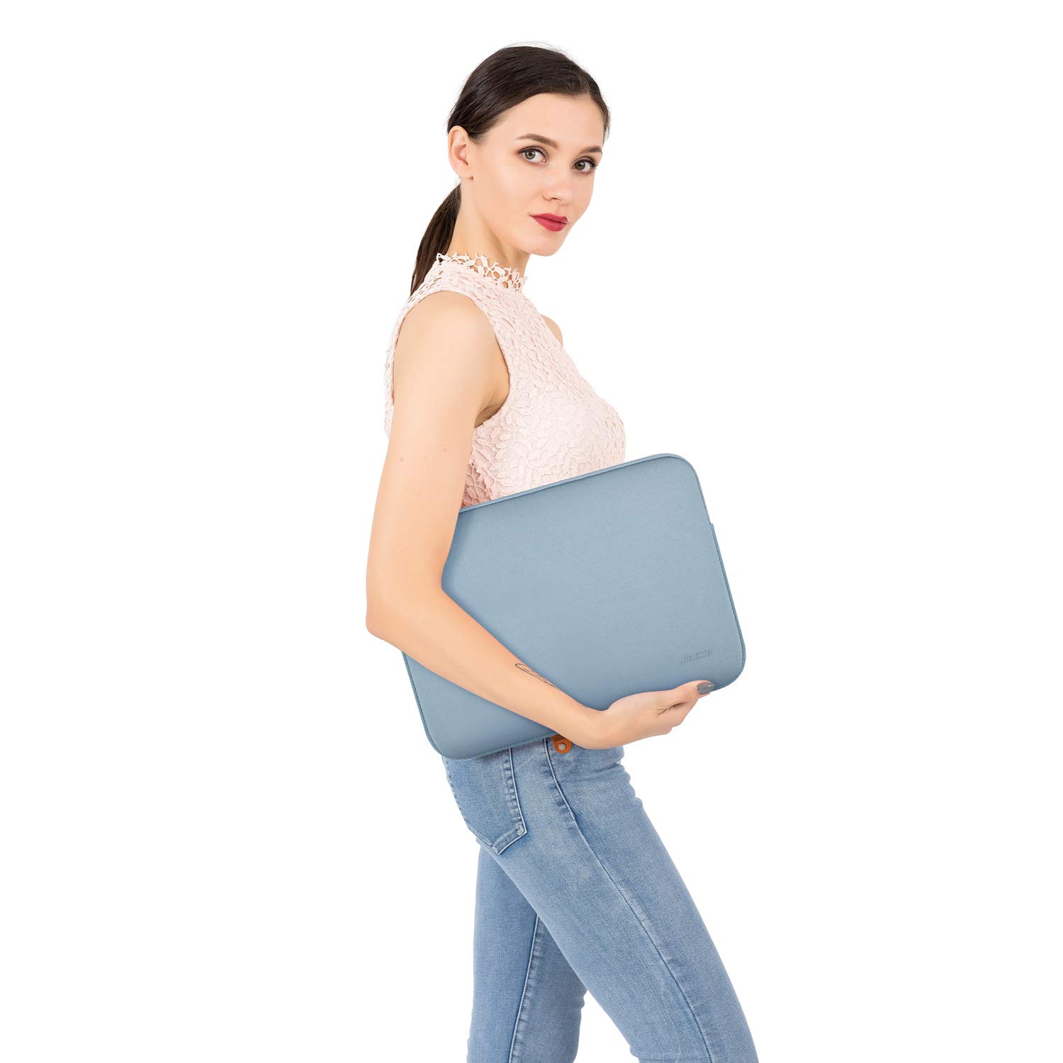 MOSISO Laptop Case 13.3 inch, 13-13.3 inch Laptop Sleeve Bag Compatible with MacBook Air/Pro 13 / Pro 14, HP Dell ASUS Lenovo Notebook, Neoprene Computer Sleeve Bag with Small Case, Airy Blue
