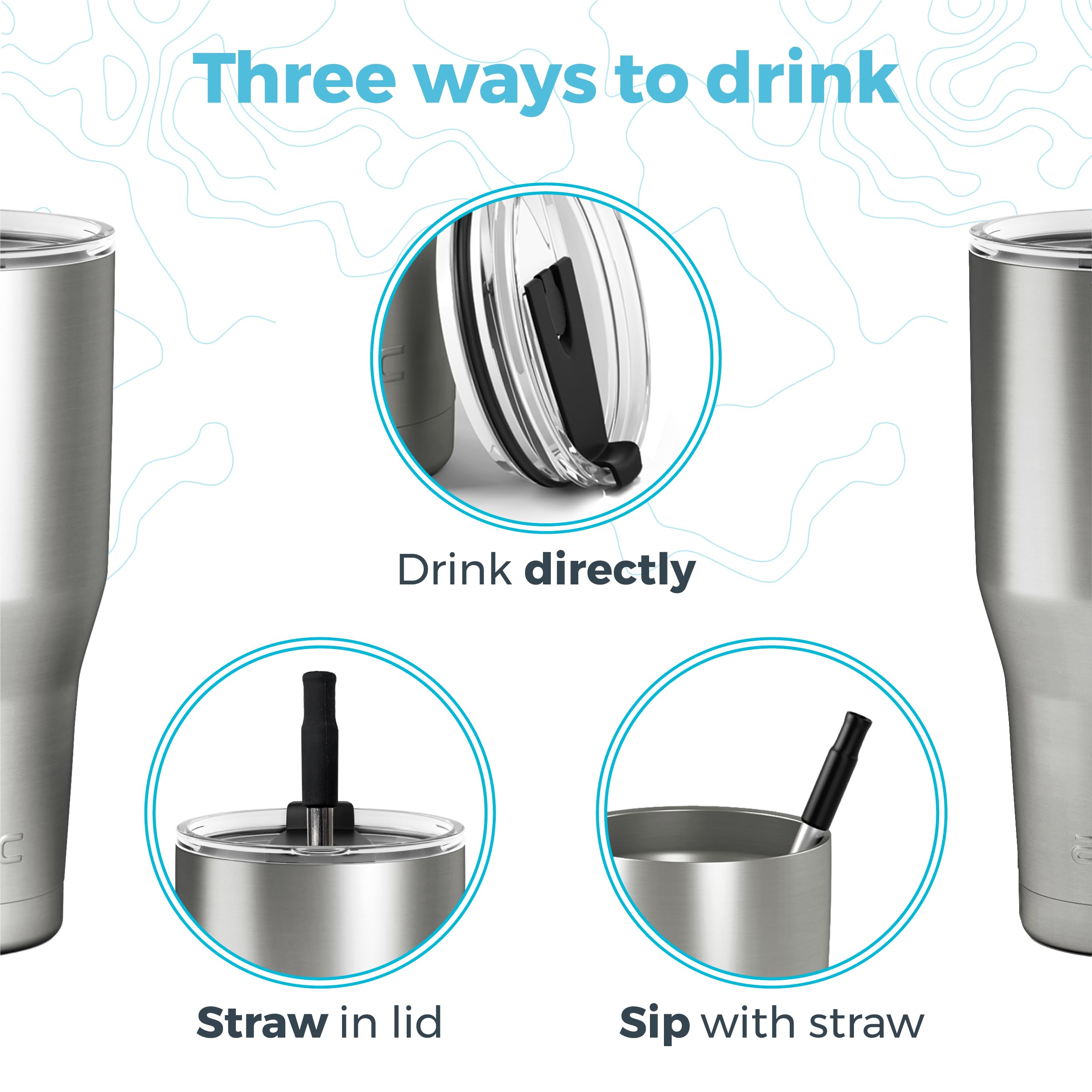 Arctic Tumblers | 30 oz Matte Turquoise Insulated Tumbler with Straw & Cleaner - Retains Temperature up to 24hrs - Non-Spill Splash Proof Lid