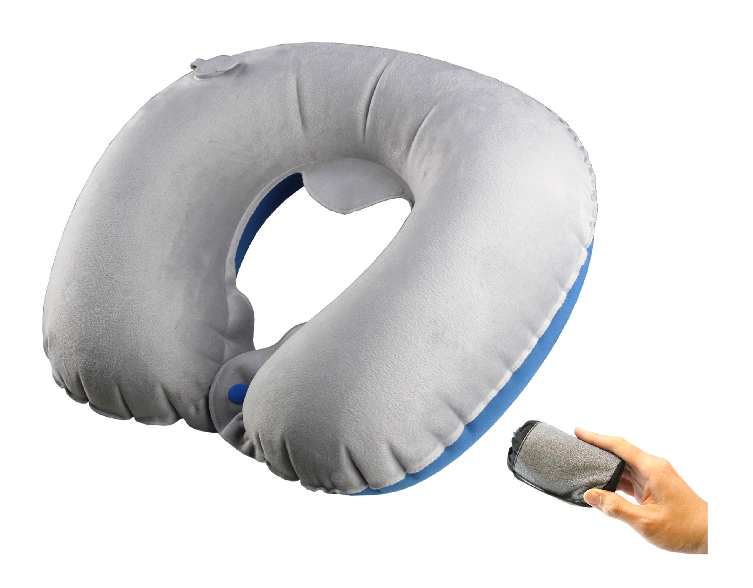 TREKOLOGY Inflatable Neck Pillow for Travel - Ultimate Comfort and Support for Airplanes, Cars, and More - Ergonomic Design for Restful Sleep and Neck Relief - Essential Travel Accessory