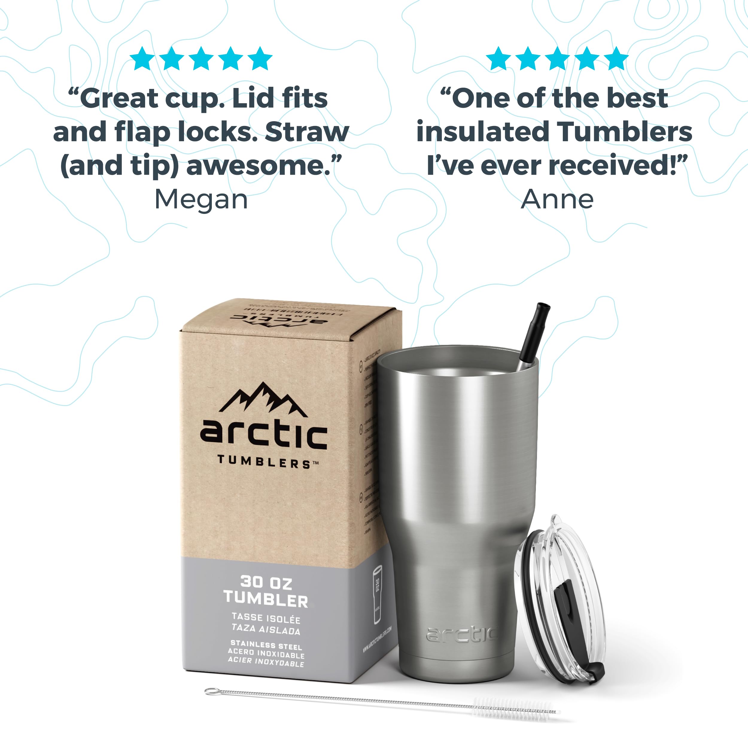 Arctic Tumblers | 30 oz Matte Turquoise Insulated Tumbler with Straw & Cleaner - Retains Temperature up to 24hrs - Non-Spill Splash Proof Lid