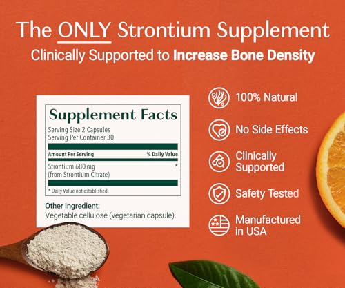 AlgaeCal Strontium Boost - Clinically Supported Strontium Citrate 680 mg Capsules Bone Strength Supplement - Pair with AlgaeCal Plus to Increase Bone Density in Just 6 Months, 3 Month Supply