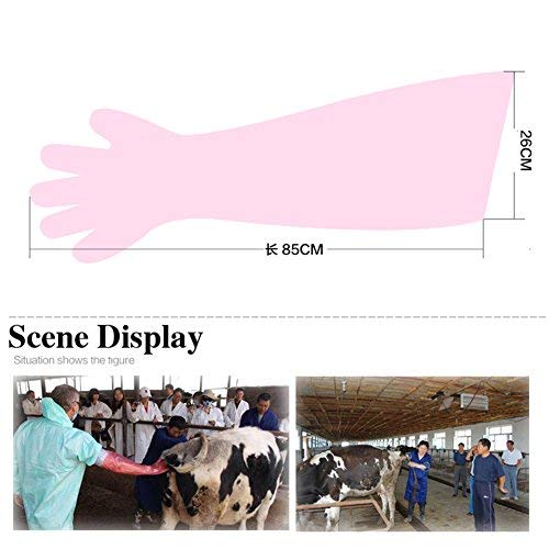 Lucky Farm Disposable long Gloves 50pcs 35inch Length Plastic Gloves Long Sleeve Gloves for Veterinary Arm Protection