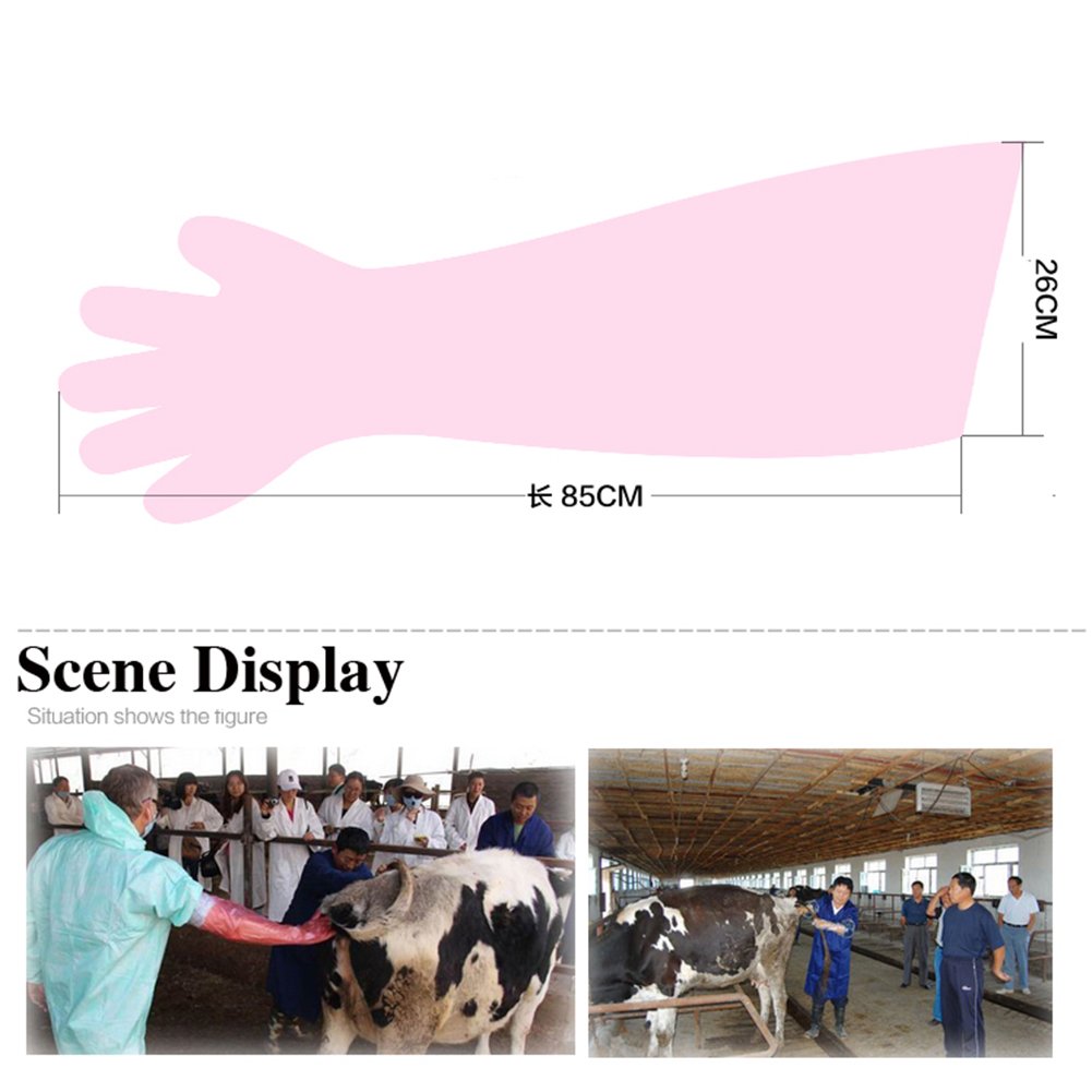 Lucky Farm Disposable long Gloves 50pcs 35inch Length Plastic Gloves Long Sleeve Gloves for Veterinary Arm Protection