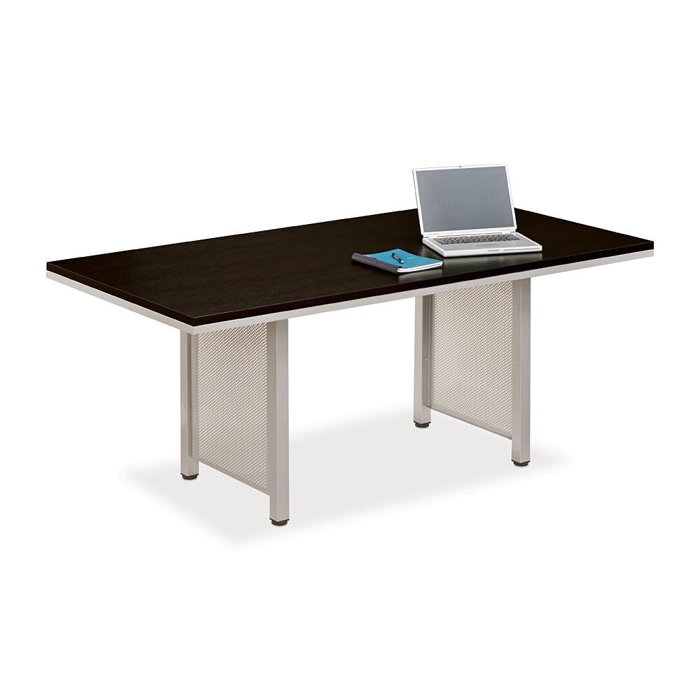 NBF at Work 6'x 3' Conference Tables - Laminate Conference Room Tables - Durable Office Meeting Table - Training Tables for Brainstorming Collaboration Sessions (32.02"D x 71.61"W x 29.25"H, Brown)