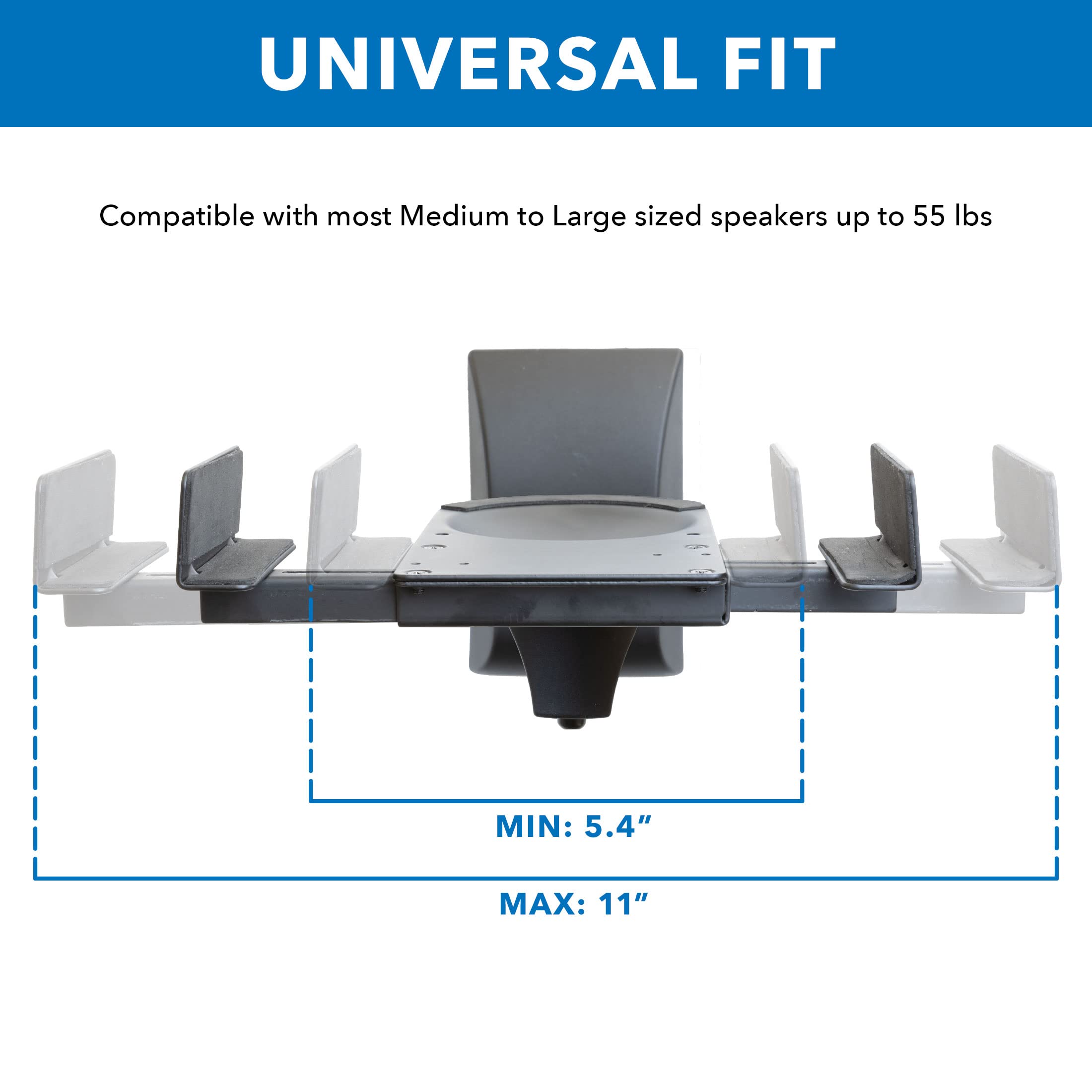 Mount-It! Bookshelf Speaker Wall Mount, Pair of Universal Side Clamping Speaker Shelf Wall Mounting Brackets for Large or Small Speakers, 2 Full Motion Mounts, 55 Lbs Capacity, Black (MI-SB37)