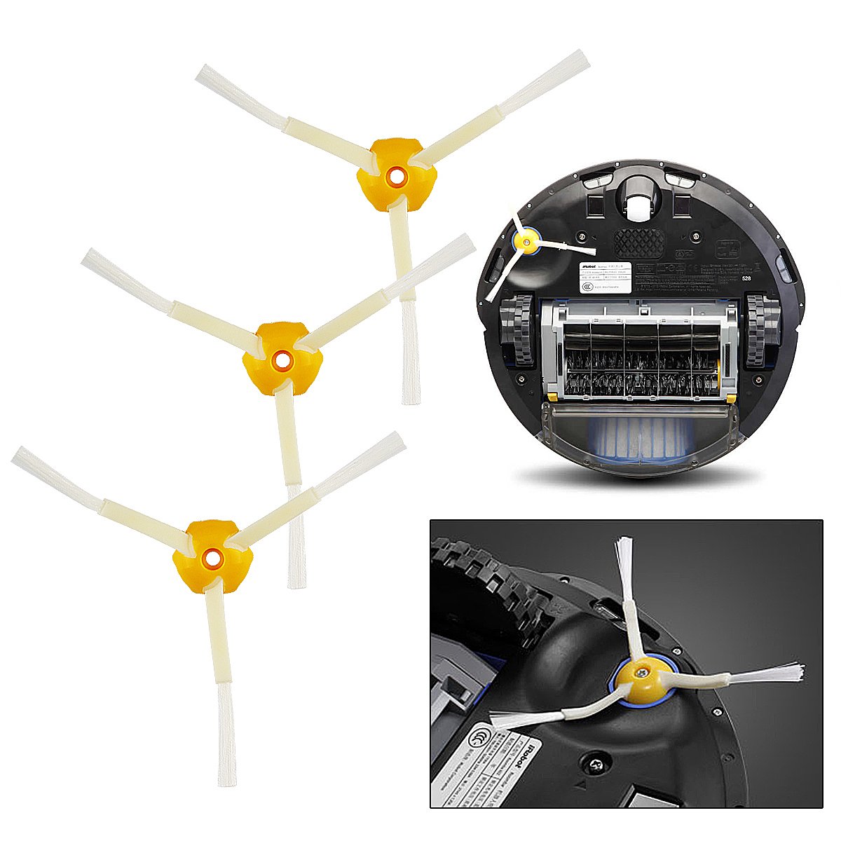 Energup Accessory for Irobot Roomba 500 600 610 620 650 Series Vacuum Cleaner, Package Includes 3Pack Filter, 3Piece Side Brushes, 1 Pack Bristle & Flexible Beater Brush, 2 x cleaning tools