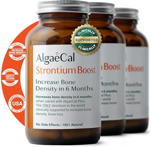 AlgaeCal Strontium Boost - Clinically Supported Strontium Citrate 680 mg Capsules Bone Strength Supplement - Pair with AlgaeCal Plus to Increase Bone Density in Just 6 Months, 3 Month Supply