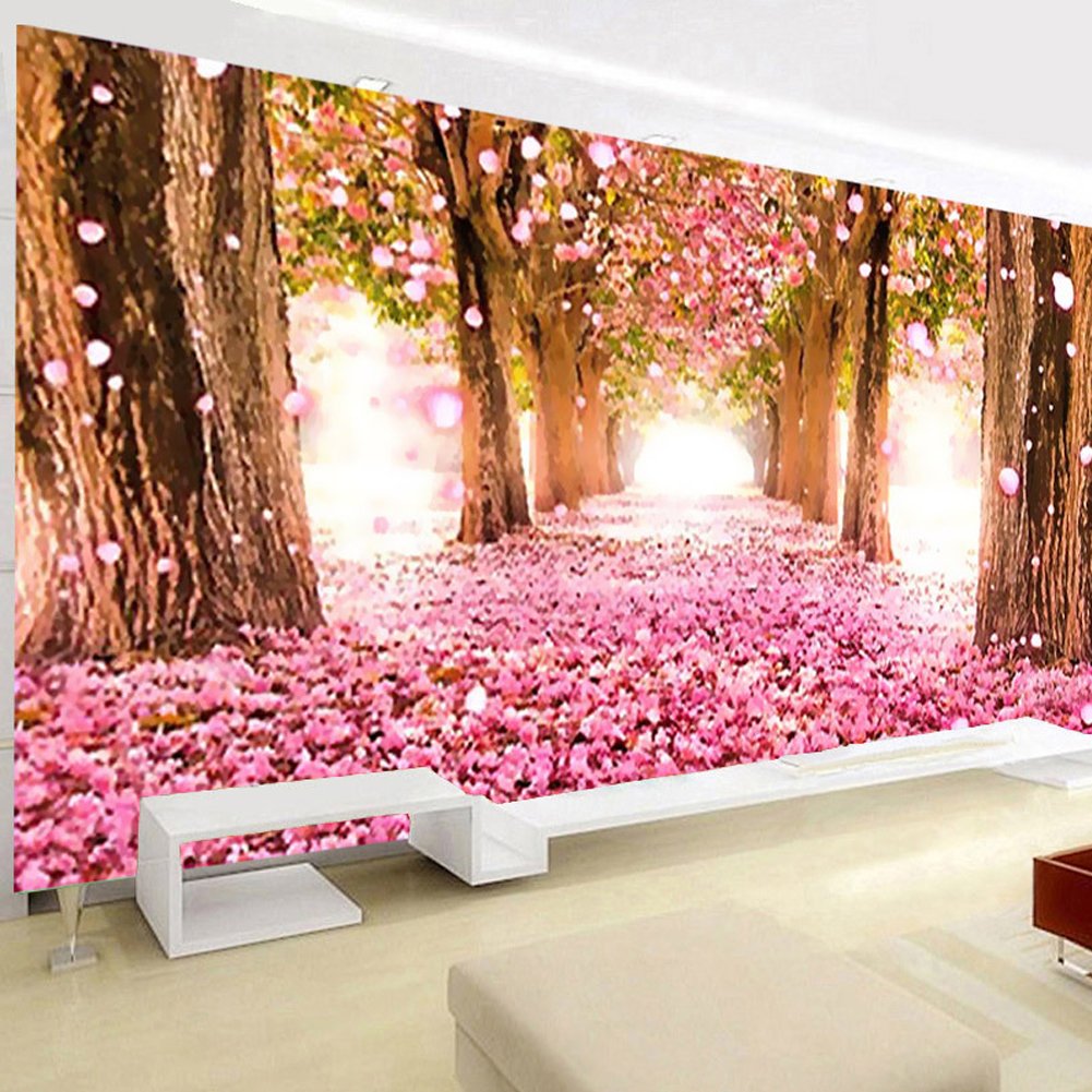 tomungs Large 5d Diamond Painting Kits for Adults Full Drill Cherry Blossom Flower Tree Paint by Diamonds DIY Round gem Paintings Pack 3D Diamond Painting Bead Art kit Size 130 X 50 cm