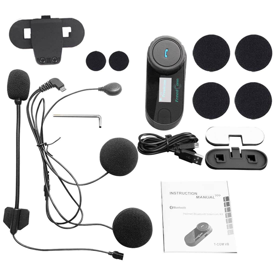 FreedConn 1pcs TCOM-SC Bluetooth Motorcycle Headset,2-3 Riders Helmet Bluetooth Intercom, Universal Communication Systems with Music Sharing/LCD Screen/FM Radio/Mobile Phone/GPS/Waterproof