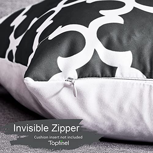 Top Finel 100% Durable Canvas Square Decorative Throw Pillows Cushion Covers Pillowcases for Sofa,Set of 6,18×18 Inch-Black