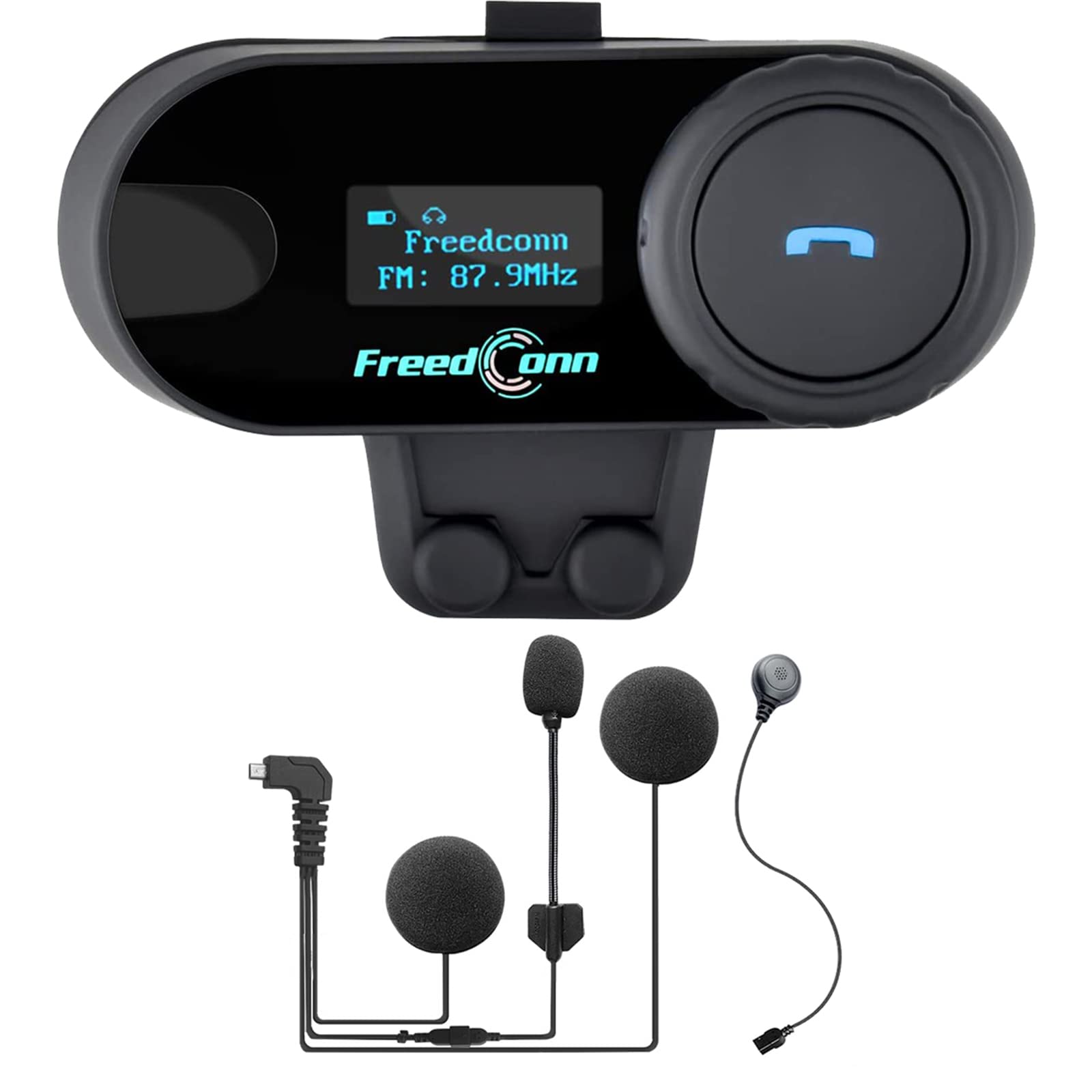 FreedConn 1pcs TCOM-SC Bluetooth Motorcycle Headset,2-3 Riders Helmet Bluetooth Intercom, Universal Communication Systems with Music Sharing/LCD Screen/FM Radio/Mobile Phone/GPS/Waterproof