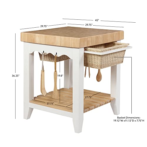 Powell Furniture Kitchen Island, White, 30" x 30" x 36.1/4"