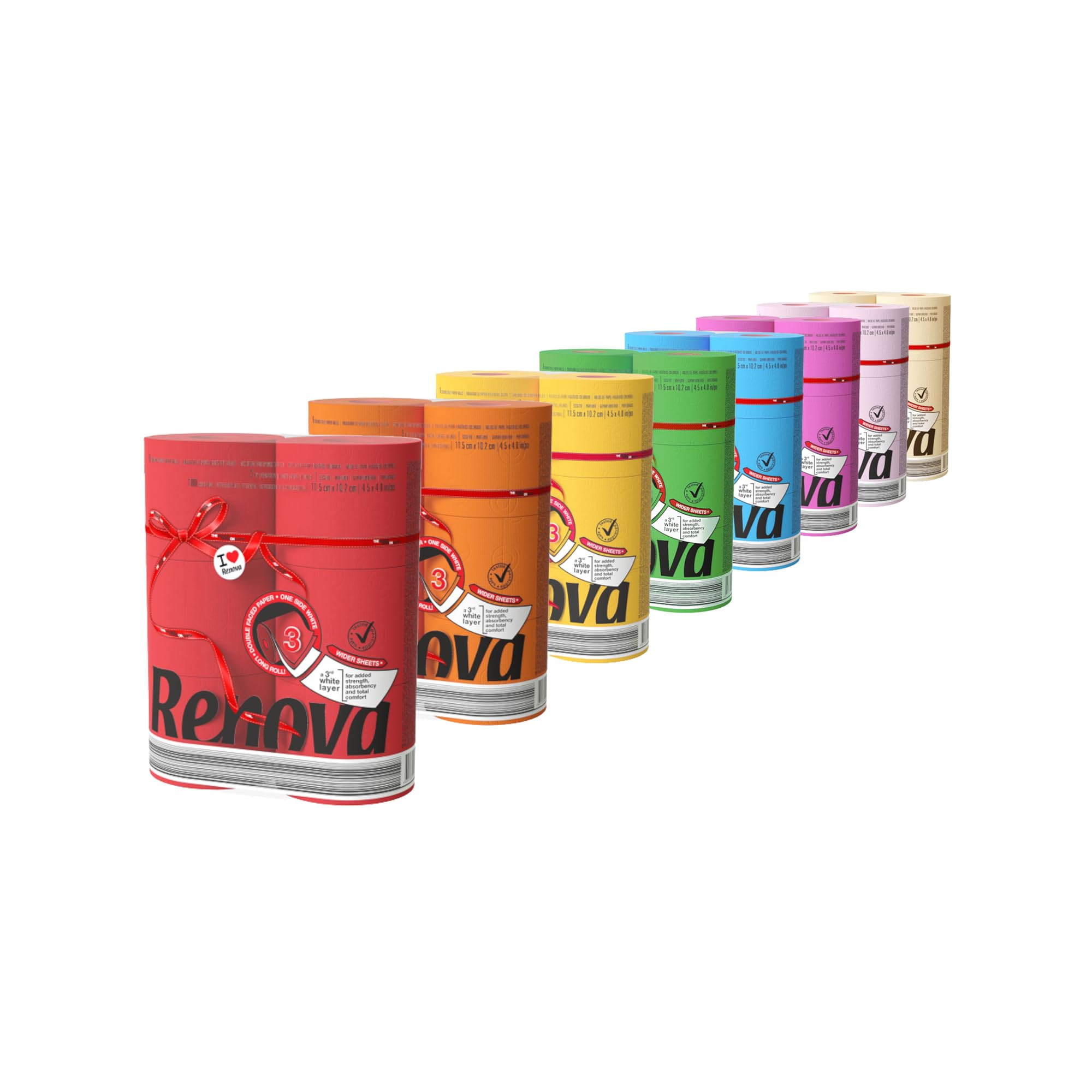 Renova Luxury Scented Colored Toilet Paper 6 Jumbo Rolls 3-Ply-180 Sheets Red, 1 Count (Pack of 1) (renmaxirtp6)
