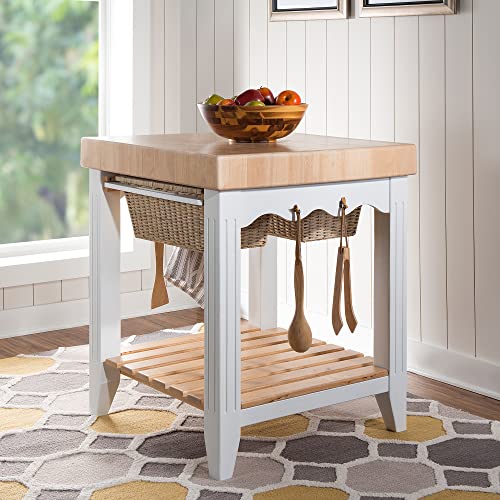 Powell Furniture Kitchen Island, White, 30" x 30" x 36.1/4"