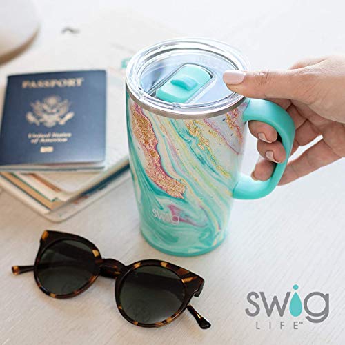 Swig Life Wanderlust + Matte Aqua Coffee Lovers Gift Set, Includes (2) 18oz Travel Mugs, Triple Insulated, Stainless Steel, Easy to Clean, and Dishwasher Safe