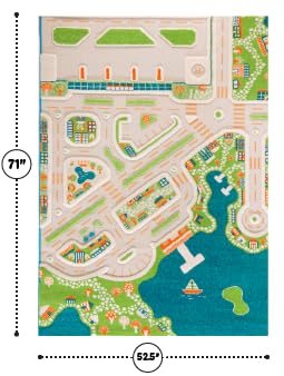 IVI Mini City Thick 3D Kids Play Mat Rug, 71" L x 53" W, Non-Toxic, Stain Resistant, Educational Montessori Activity Toys for Kids