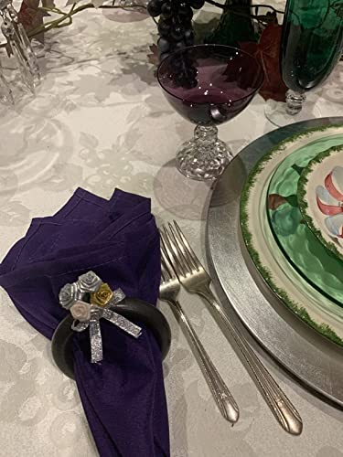 PLOYMONO Purple Heavy Duty Cloth Napkins - 17 x 17 Inch Solid Washable Polyester Dinner Napkins - Set of 8 Napkins with Hemmed Edges - Great for Weddings, Parties, Banquets Dinner & More