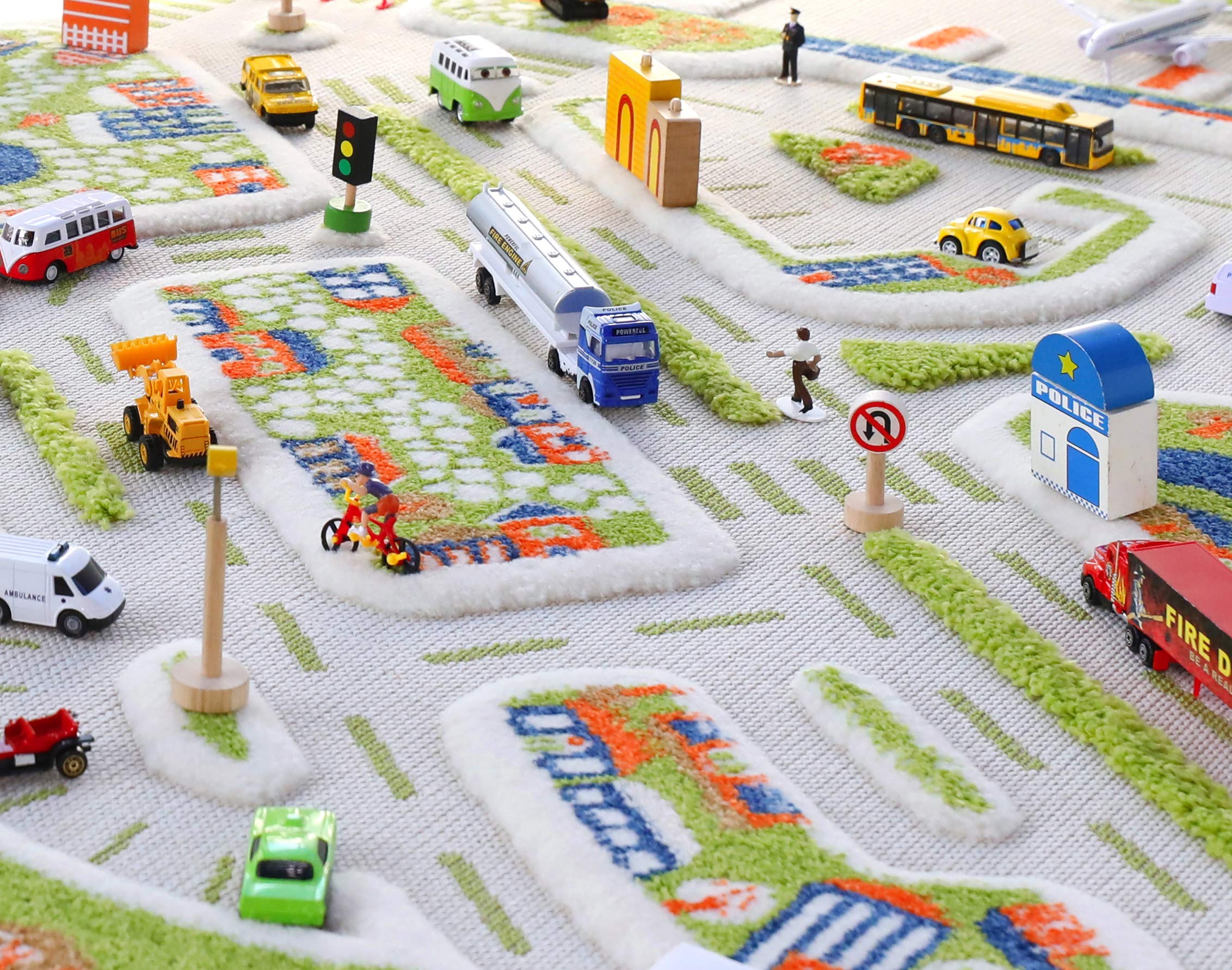 IVI Mini City Thick 3D Kids Play Mat Rug, 71" L x 53" W, Non-Toxic, Stain Resistant, Educational Montessori Activity Toys for Kids