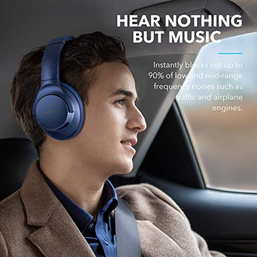 Anker Soundcore Life Q20 Hybrid Active Noise Cancelling Headphones, Wireless Over Ear Bluetooth Headphones, 40H Playtime, Hi-Res Audio, Deep Bass, Memory Foam Ear Cups(Renewed)