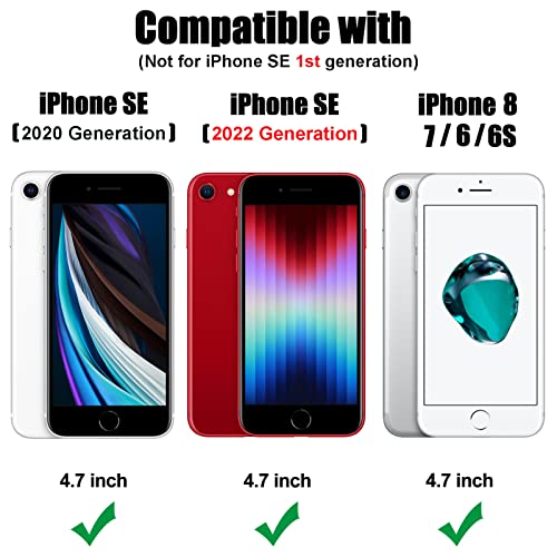 JAME Case for iPhone SE 2022/2020/8/7 Case with Screen Protectors 2Pcs, Military-Grade Drop Protection, Shockproof Protective Phone Cases, with Car Mount Ring Kickstand Case for iPhone SE 2020/8/7 Red