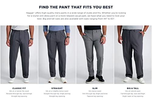 Haggar Mens Premium Comfort Classic Fit Pleat Front Reg. And Big & Tall Sizes Dress Pants, Black, 38W X 30L US