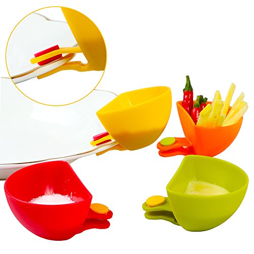 Luck Love Dip Clip Bowl Holder(Set of 8), Colorful Table Bowls Clip-on Dip Holders, For Tomato, Sauce, Salt, Vinegar, Sugar, Spices - Dip Bowl Party Ware