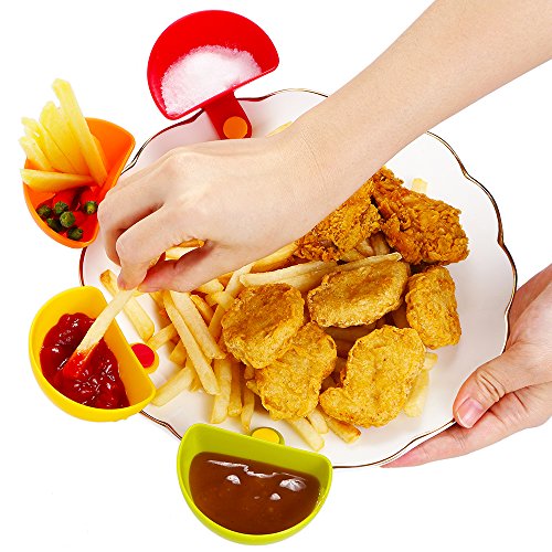 Luck Love Dip Clip Bowl Holder(Set of 8), Colorful Table Bowls Clip-on Dip Holders, For Tomato, Sauce, Salt, Vinegar, Sugar, Spices - Dip Bowl Party Ware