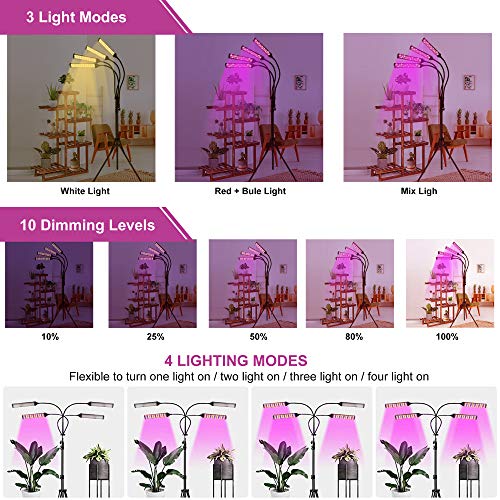 LED Grow Light Indoor Plants - 300W 420LED Plant Light with 63" Extendable Tripod Stand,Dual Controllers,Full Spectrum,4/8/12H Timer,Adjustable Gooseneck,4 Switch Modes for Greenhouse Veg and Flower