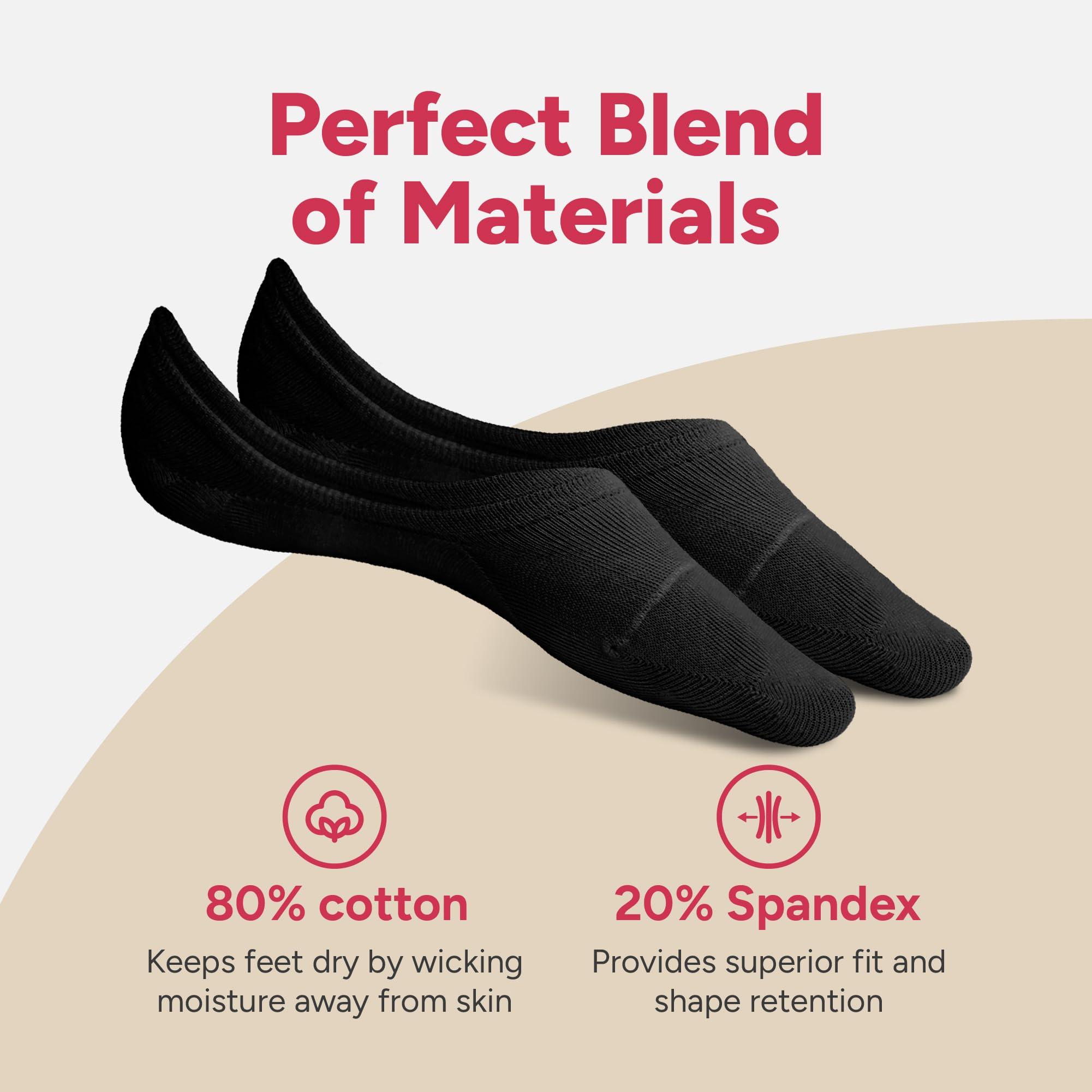 Eedor Women's No Show Socks, Comfy and Breathable Non-Slip, Low Cut Invisible Liner Socks for Casual and Formal Wear, Durable, Soft, Stretchable Fabric - 3 Pairs, Large, Size 8-10 - Black