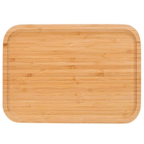 2-Pack 12 X 8 Inches Bamboo Trays ,Serving Tray Bamboo Breakfast Dinner Food Trays Coffee Tea Serving Tray Fruit platters for Home Hotel Restaurant