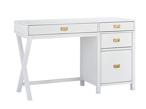 Linon White Modern Classic Side Storage Sadie Desk